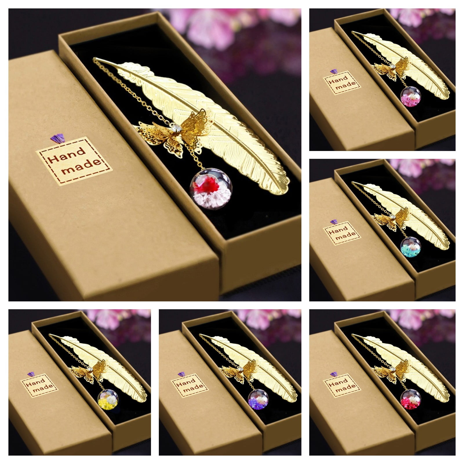 Bookmark Vintage Metal Feather Bookmark Realistic 3D Butterfly Pendant ...