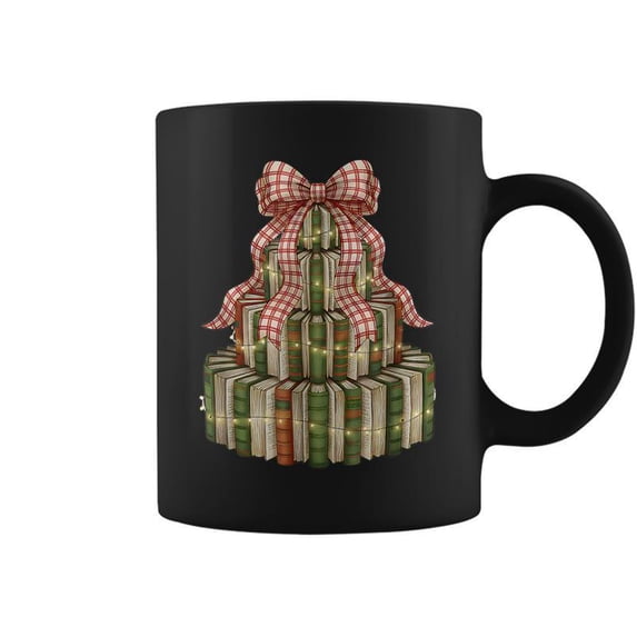 Bookmas Tree Christmas Librarian Book Lover Holiday Coffee Mugs ...
