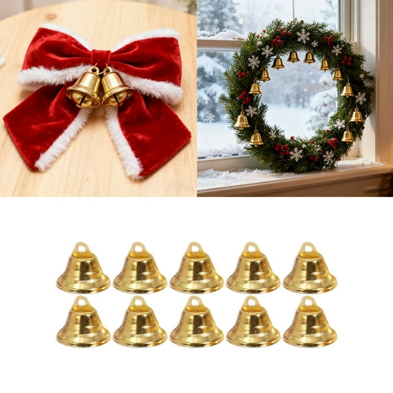 Bookr 20pcs Gold Bell Charms Pendants Antique Christmas Jingle Bells ...