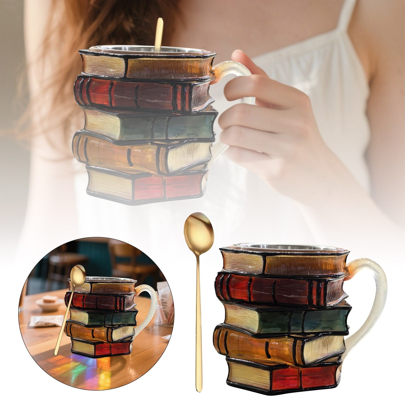 Bookr Literary Retro Painted Book Cup Hand Painted Literary Theme Hand ...