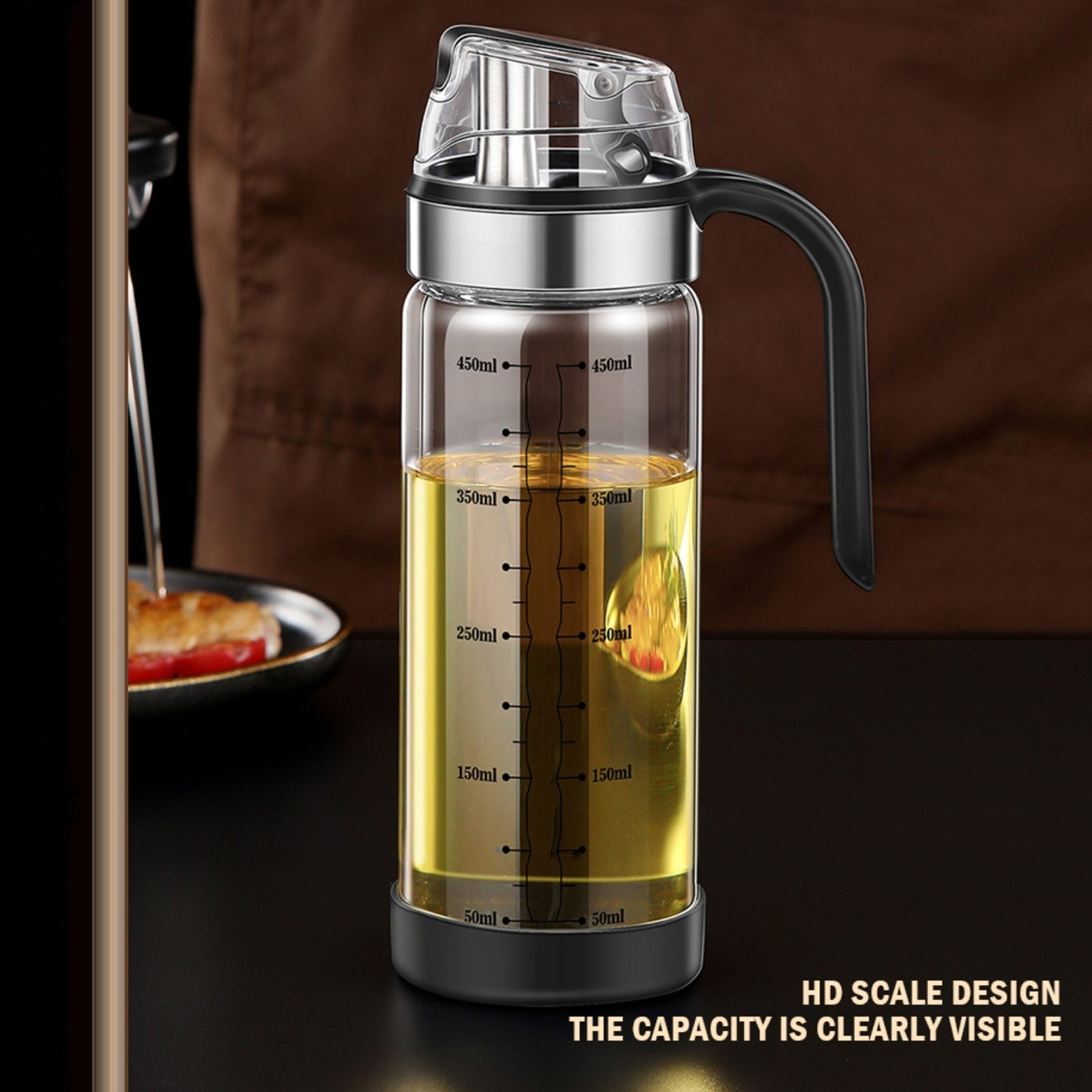 Bookr Olive Oil Dispenser Bottle, Liquid Condiment Container, 450ML ...