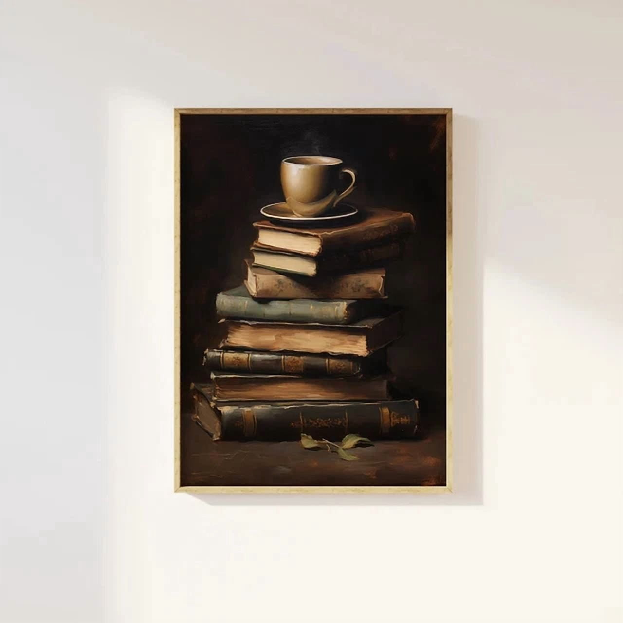 Books And Coffee Cup Poster Art Home Decor Vintage Gift Living Room ...