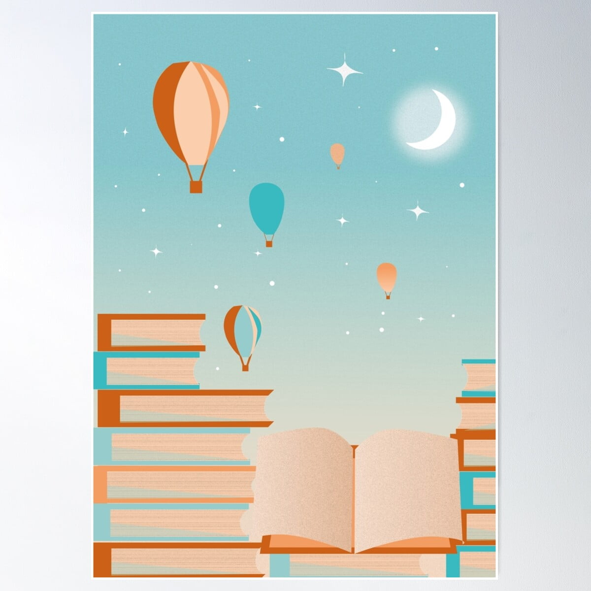 Books And Dream Fantasy Poster Wall Art, Modern Wall Decor For Living ...