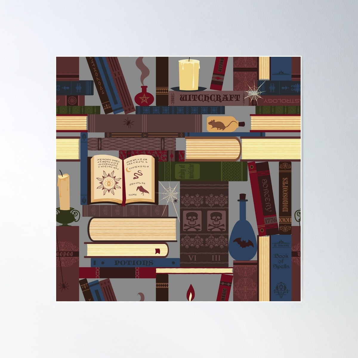 Books And Magic Potions Poster Wall Art, Modern Wall Decor For Living ...