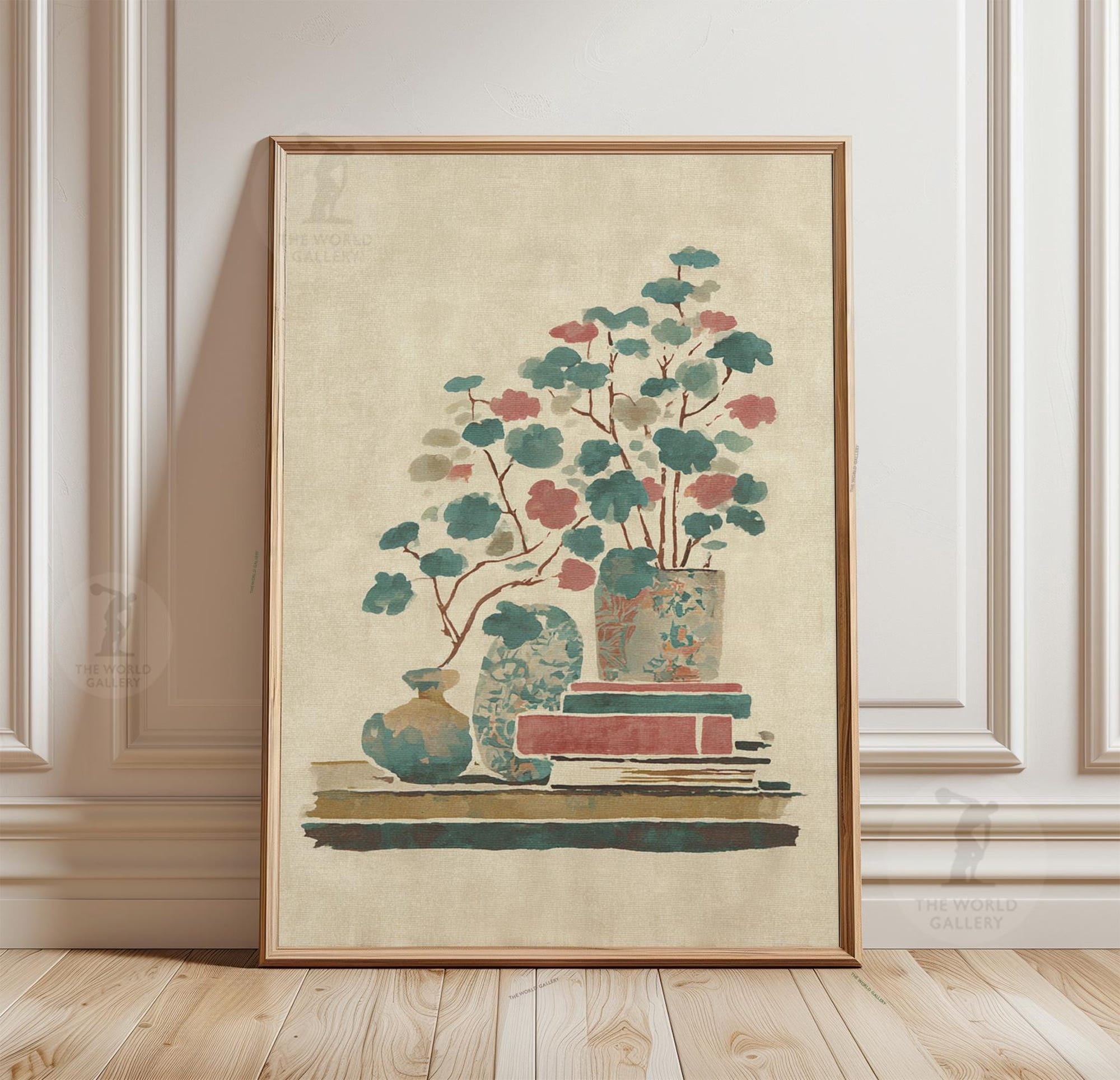 Books And Plants Poster Minimal Shelf Wall Art Print Botanical Still ...