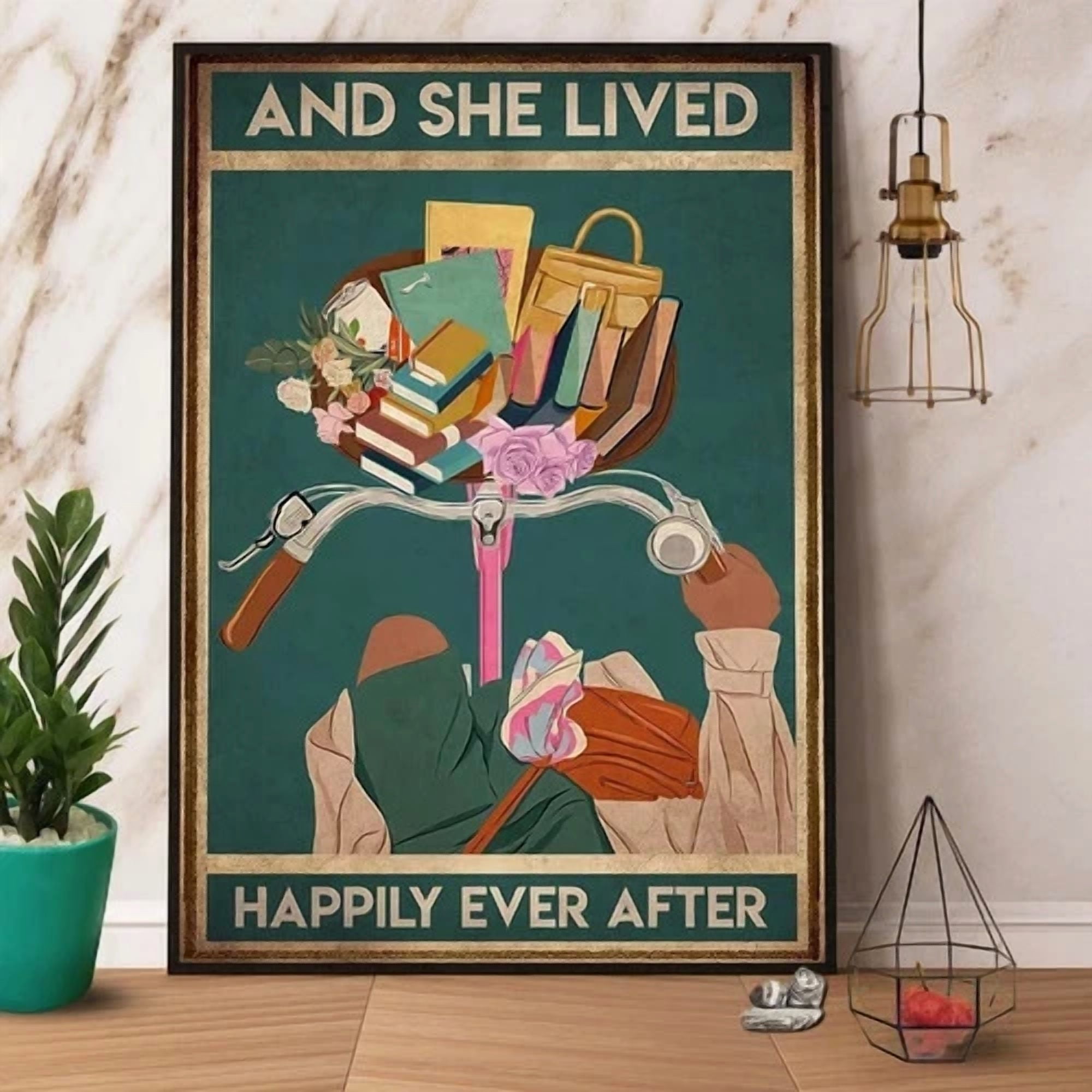 Books And She Happily Ever After Paper Poster Wall Art Home Decor ...