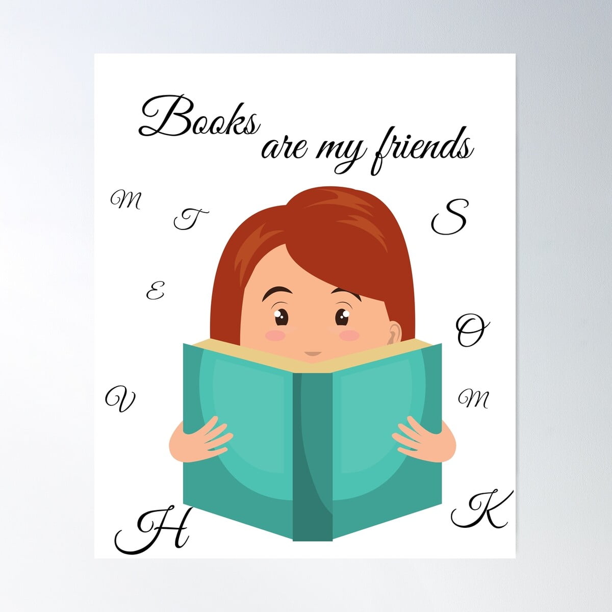 Books Are My Friends Poster Wall Art, Modern Wall Decor For Living Room ...