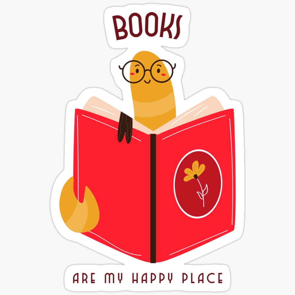 Books Are My Happy Place Sticker Phone Decal Water Bottle Stickers Car ...