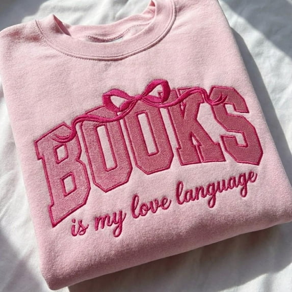 Books Are My Love Language Shirt, Embroidered Varsity Book Lover Gift ...