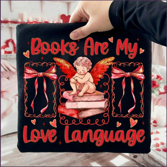 Books Are My Love Language Shirt Reading Love Angel Book Stack Tee Soft ...