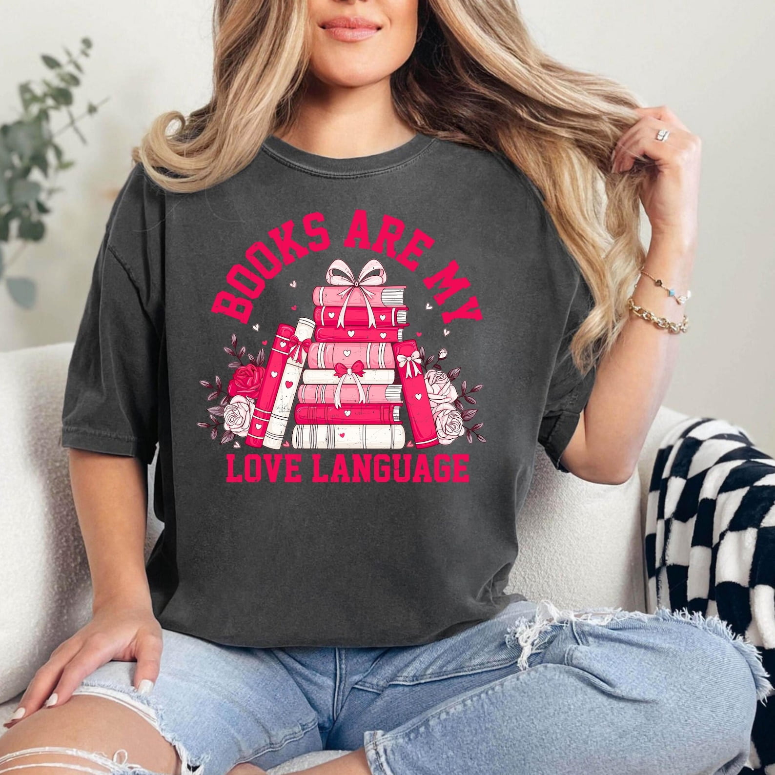 Books Are My Love Language T-Shirt, Book Lover Gift, Bookish Valentine ...