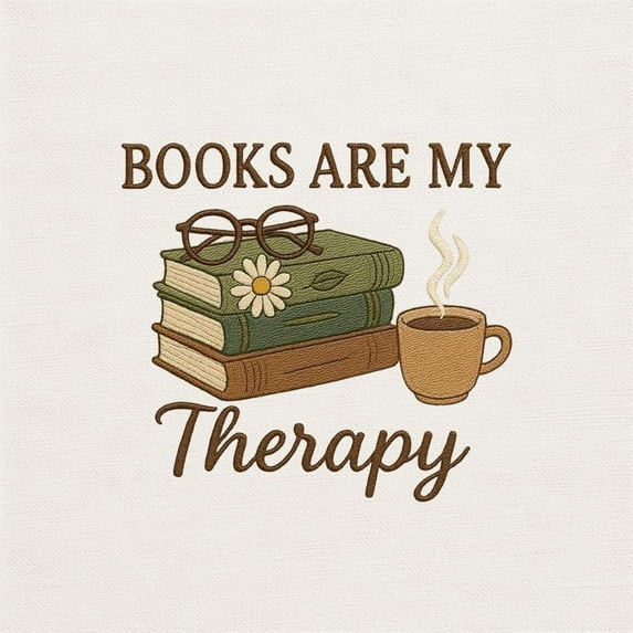 Books Are My Therapy Embroidery Design, Book Lover Machine Embroidery ...