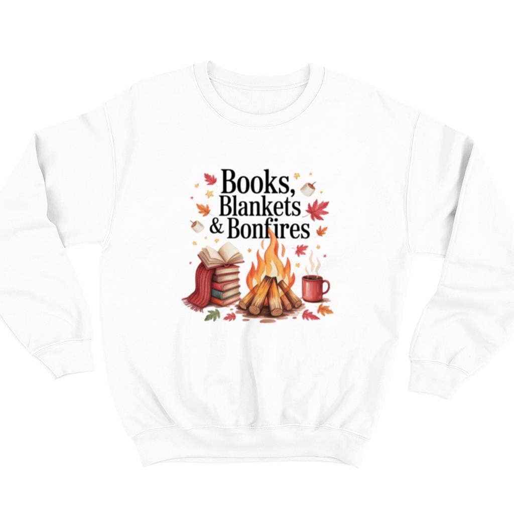 Books Blankets Bonfires Cozy Autumn Campfire Reading Themed Graphic ...