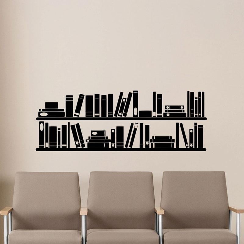 Books Bookshelf Wall Vinyl Decal Reading Room Library School Classroom ...