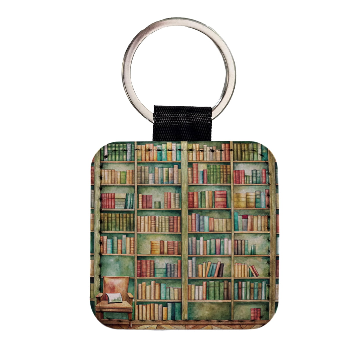 Books Bookshelves In Library Reading Reader Faux Leather Square ...
