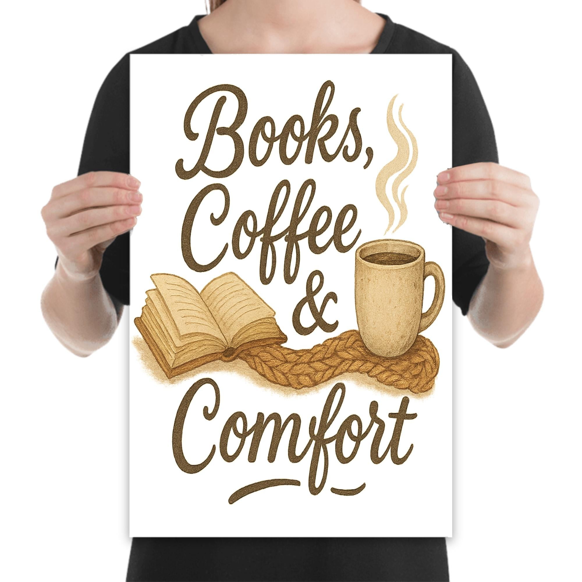 Books, Coffee & Comfort 13x19 Art Print, For Cozy Reading Nooks ...