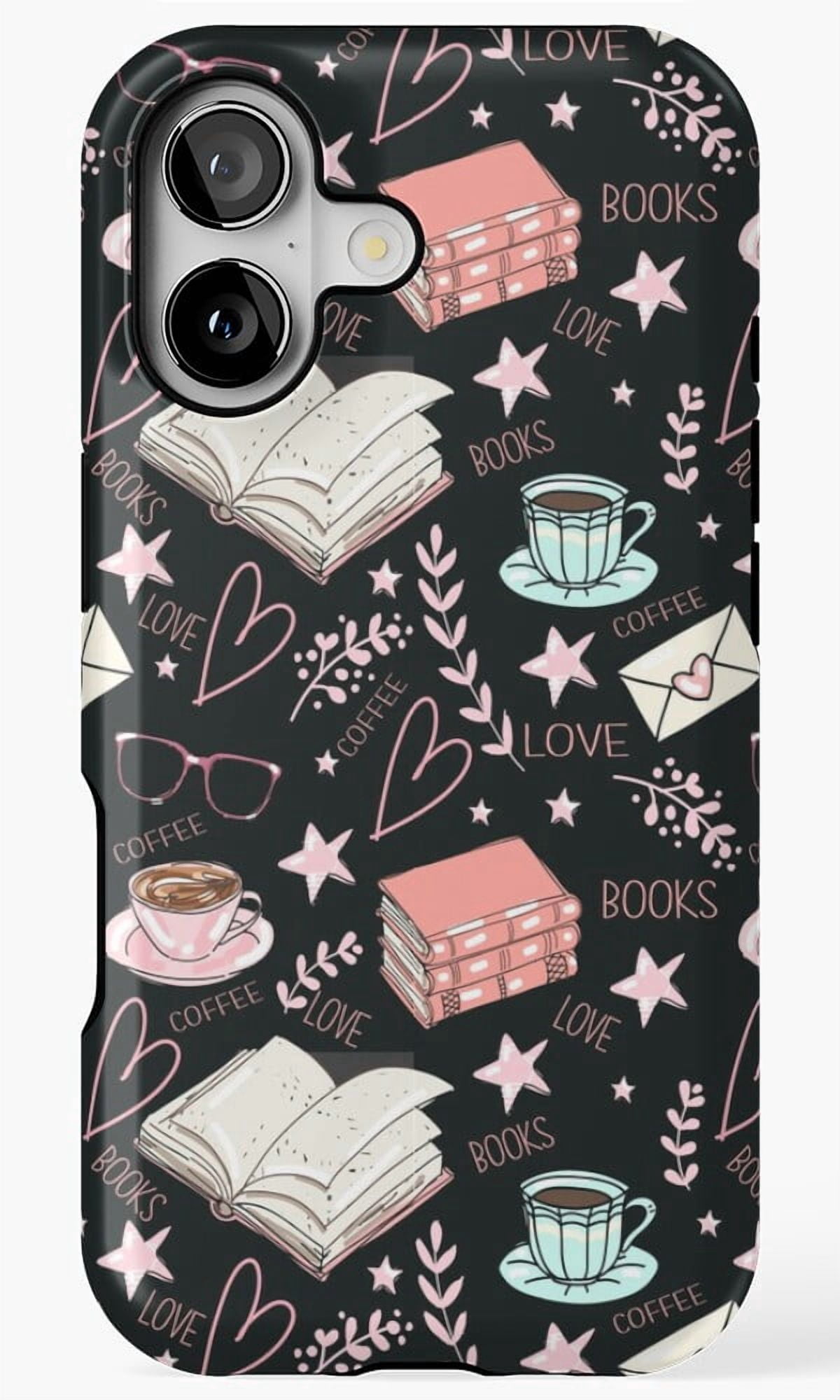 Books Coffee Pattern Cozy Library Caffeine Hobby Phone Case for iPhone ...