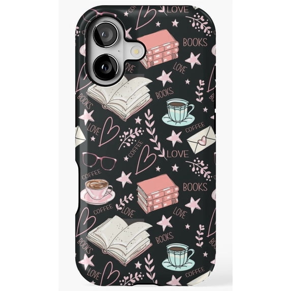 Books Coffee Pattern Cozy Library Caffeine Hobby Phone Case for iPhone ...