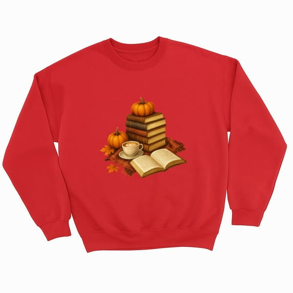 Books Coffee Pumpkins Fall Reading Vintage Library Style Themed Graphic ...