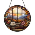 Books and Flowers Acrylic Suncatcher Window Hanging, Faux Stained Glass ...