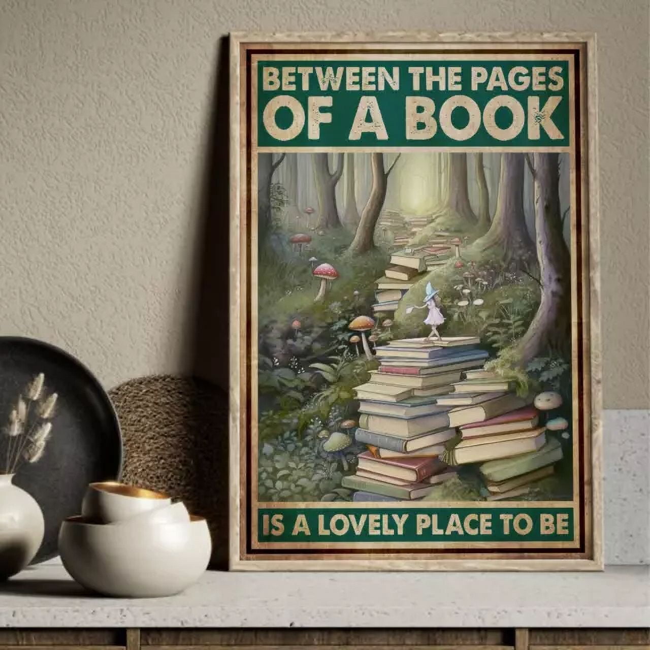 Books Forest A Lovely Place To Be Poster Print Art Vintage NO FRAMED ...