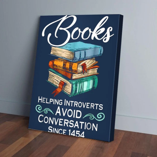 Books Helping Introverts Avoid Conversation Poster, Wall Art NO FRAMED ...