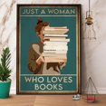 Books Just A Woman Who Loves Books Paper Poster Art Home Decor Vintage ...