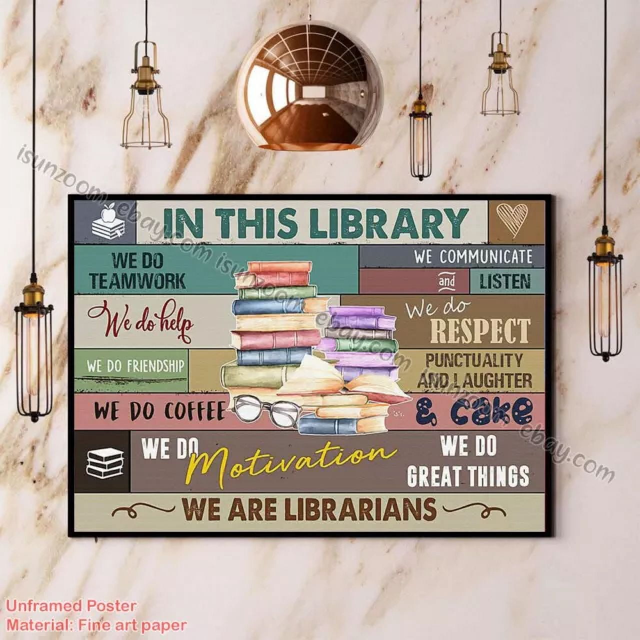Books In This Library We Are Librarians Paper Poster No Frame Wall Art ...