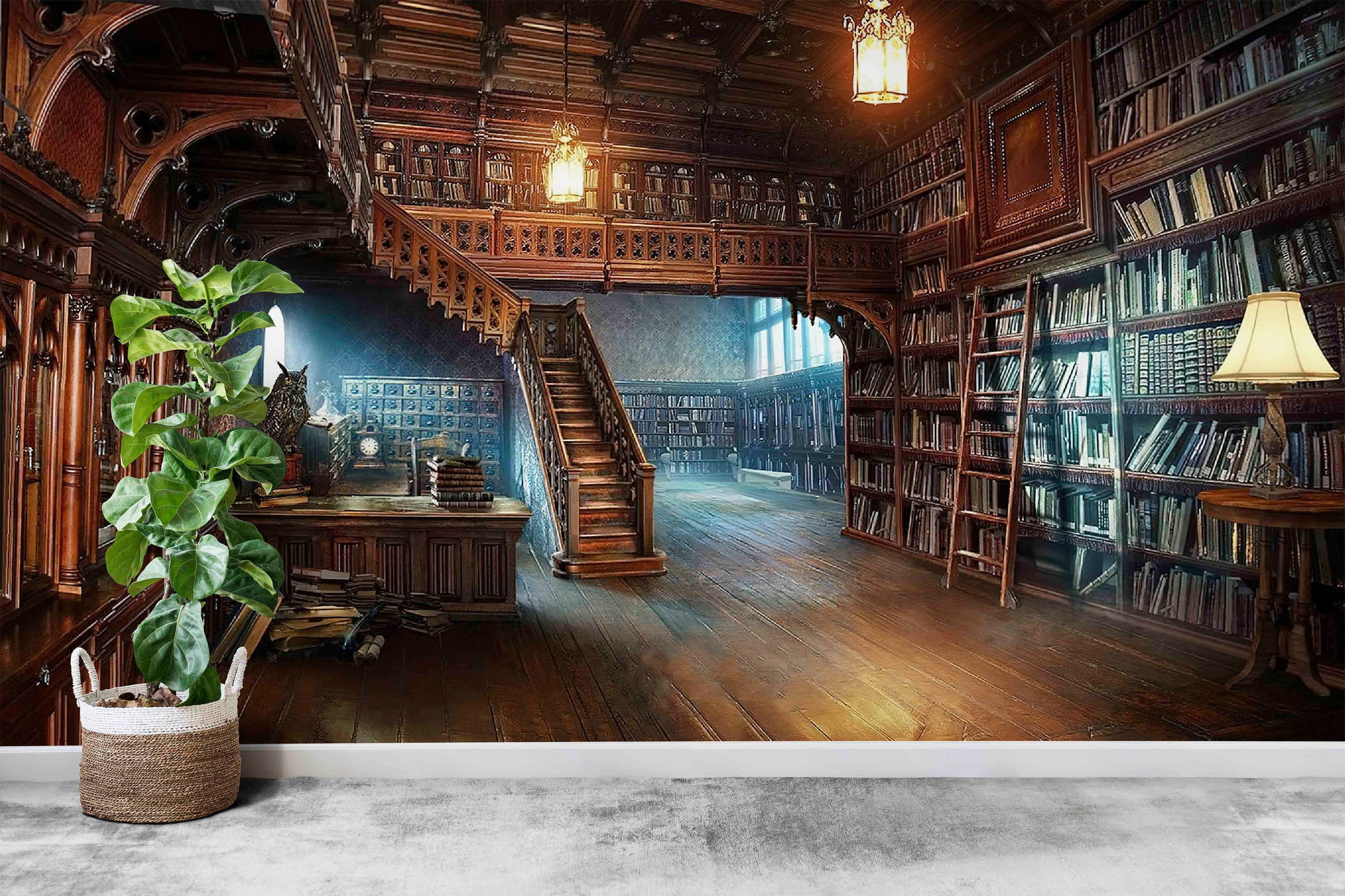 Books Lover Gift Wall Art, Wallpaper Wall Art, Library Photo Print ...