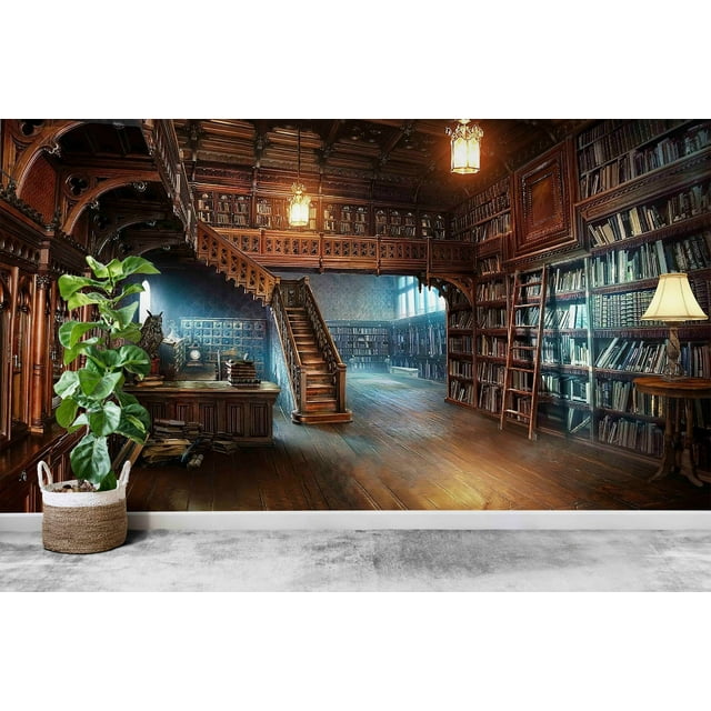 Books Lover Gift Wall Art, Wallpaper Wall Art, Library Photo Print ...