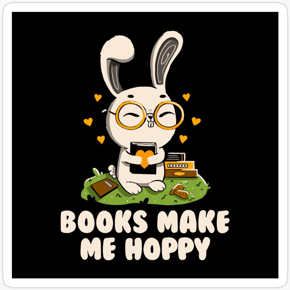 Books Make Me Hoppy Black Sticker Phone Decal Water Bottle Stickers Car ...