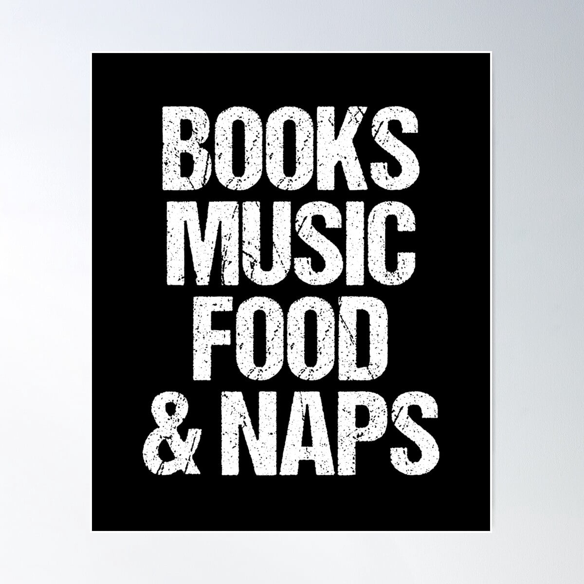Books, Music, Food & Nap Poster Wall Art, Modern Wall Decor For Living ...