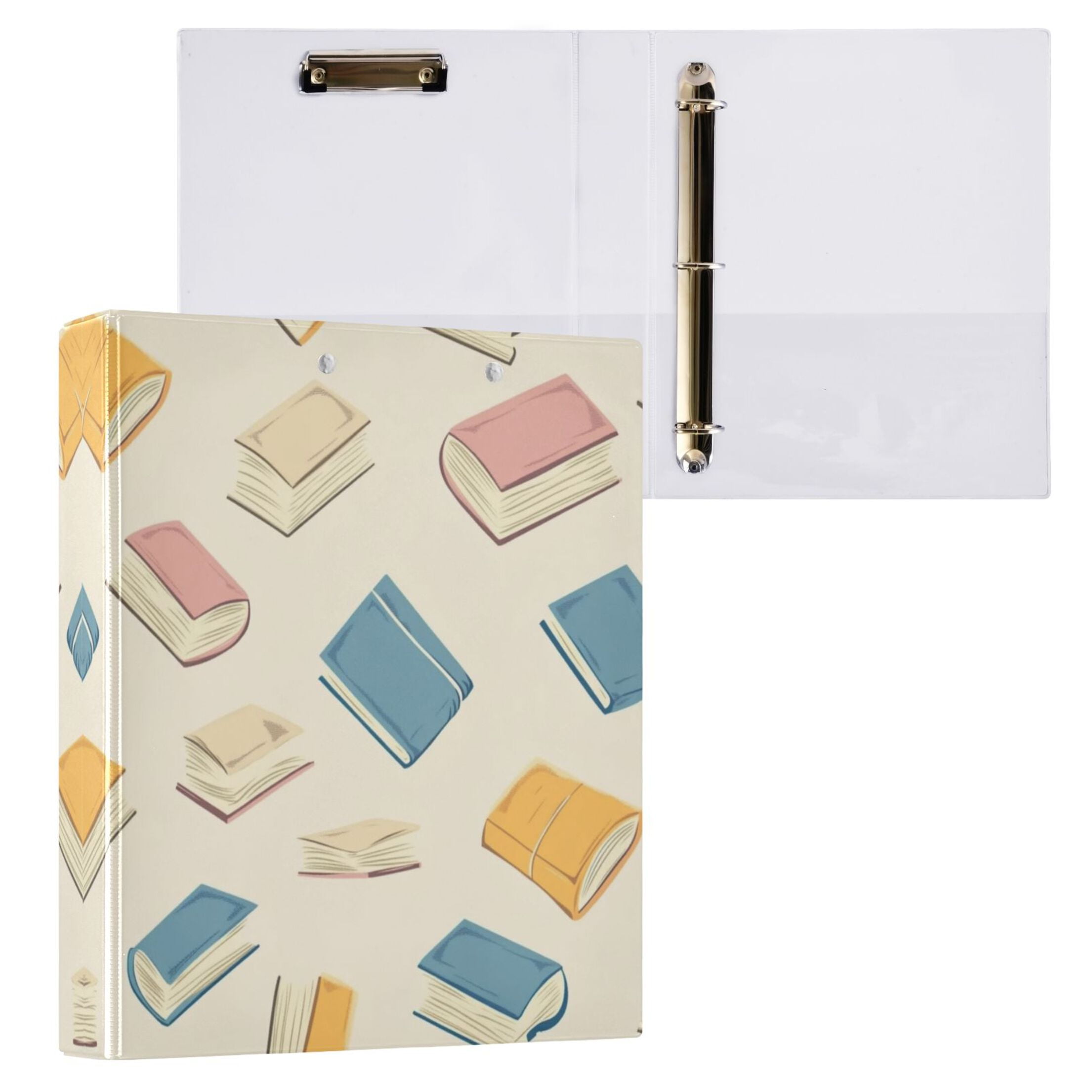 Books Pattern 3 Ring Hardcover Binders 1.5in Round Rings for Letter ...