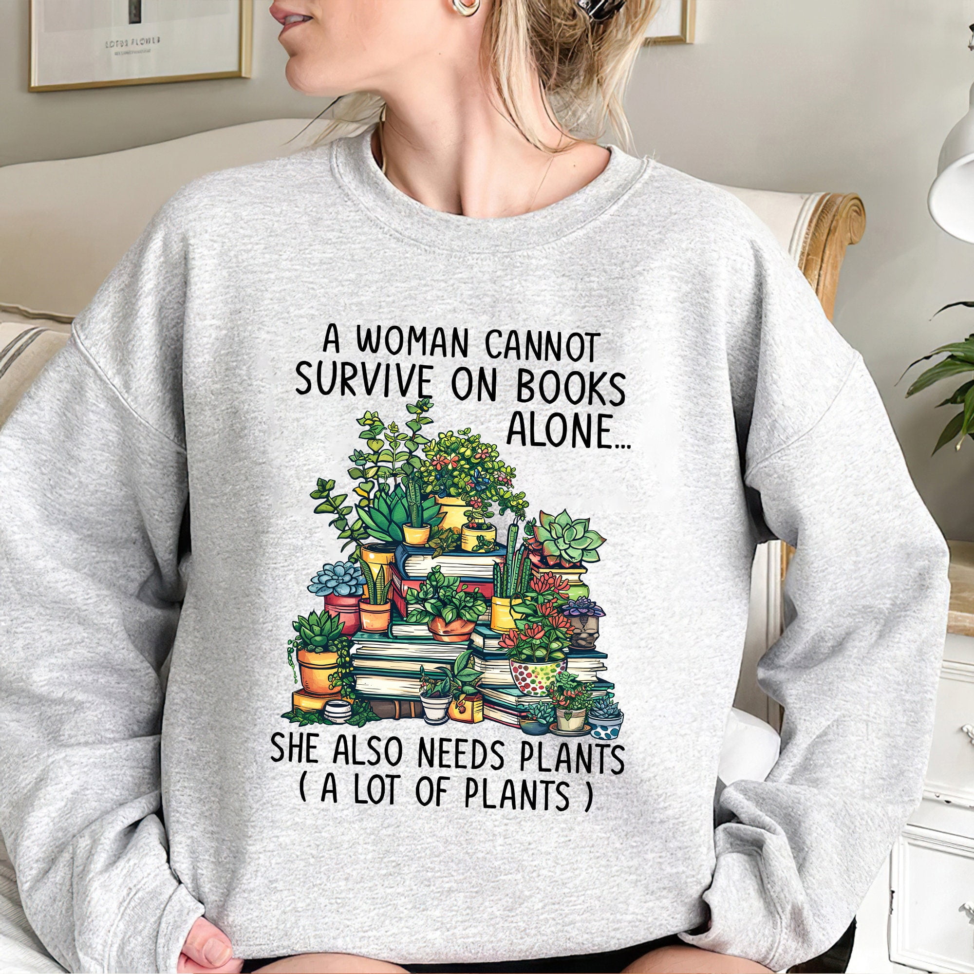 Books Plants Women Shirt, Plant and Book Lover Shirt, Plantaholic ...