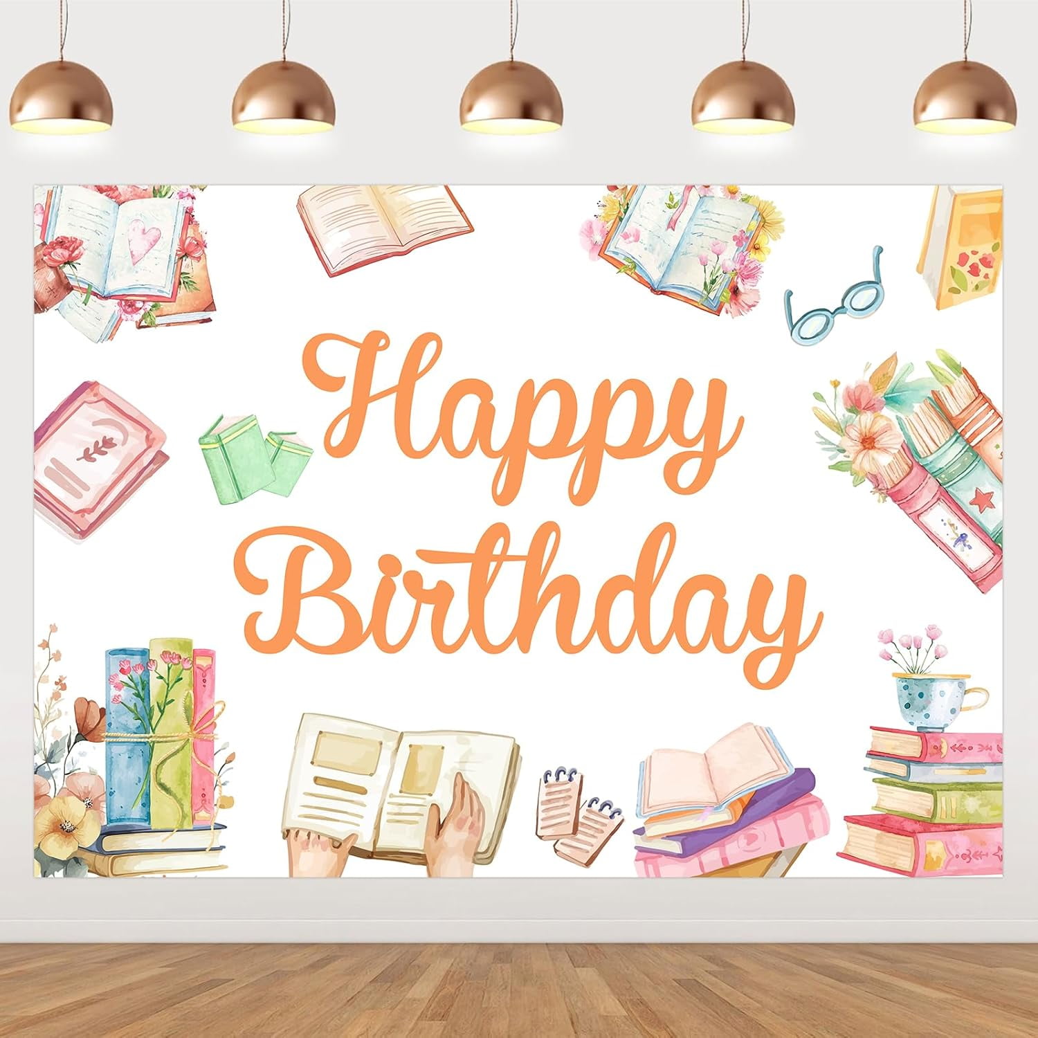 Books Reading Birthday Party Decorations Banner Book Theme Happy ...