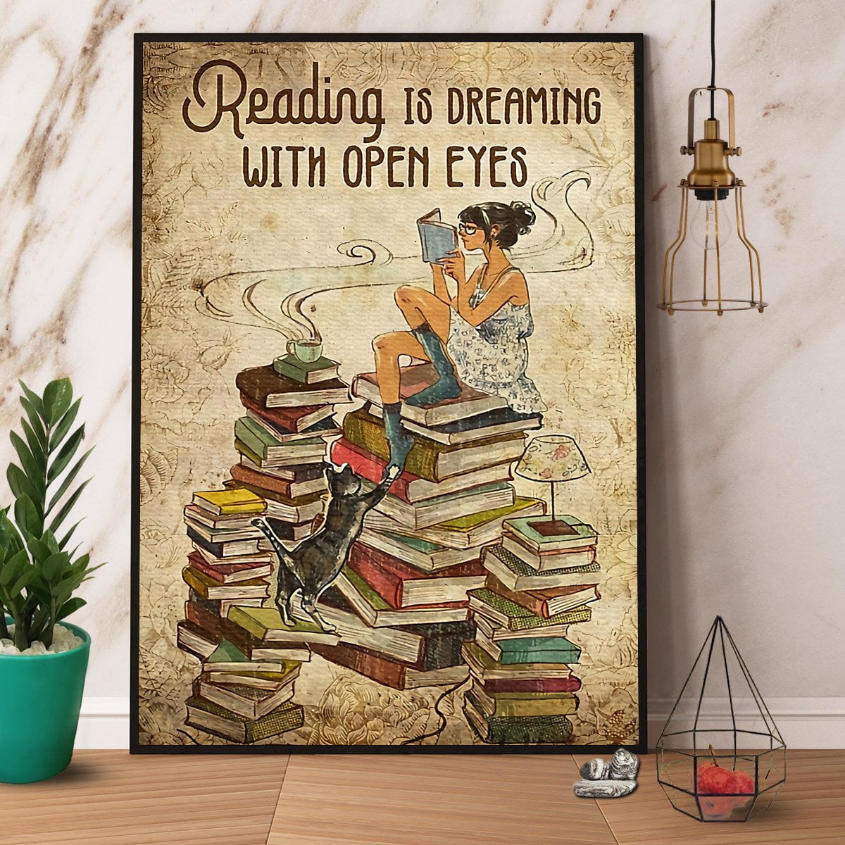 Books Reading Is Dreaming With Open Eyes Satin Poster Wall Art Decor 24 ...