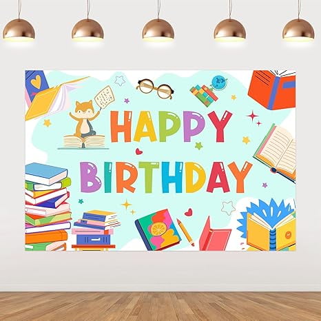 Books Reading Theme Birthday Party Backdrop 5x3ft, Colorful Happy ...