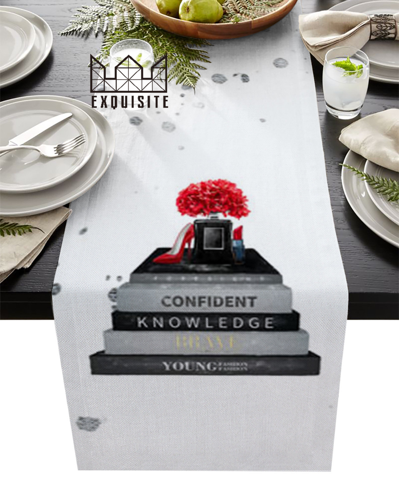 Books Red High Heels Flowers Coffee Table r Dinner Table ration Wedding ...