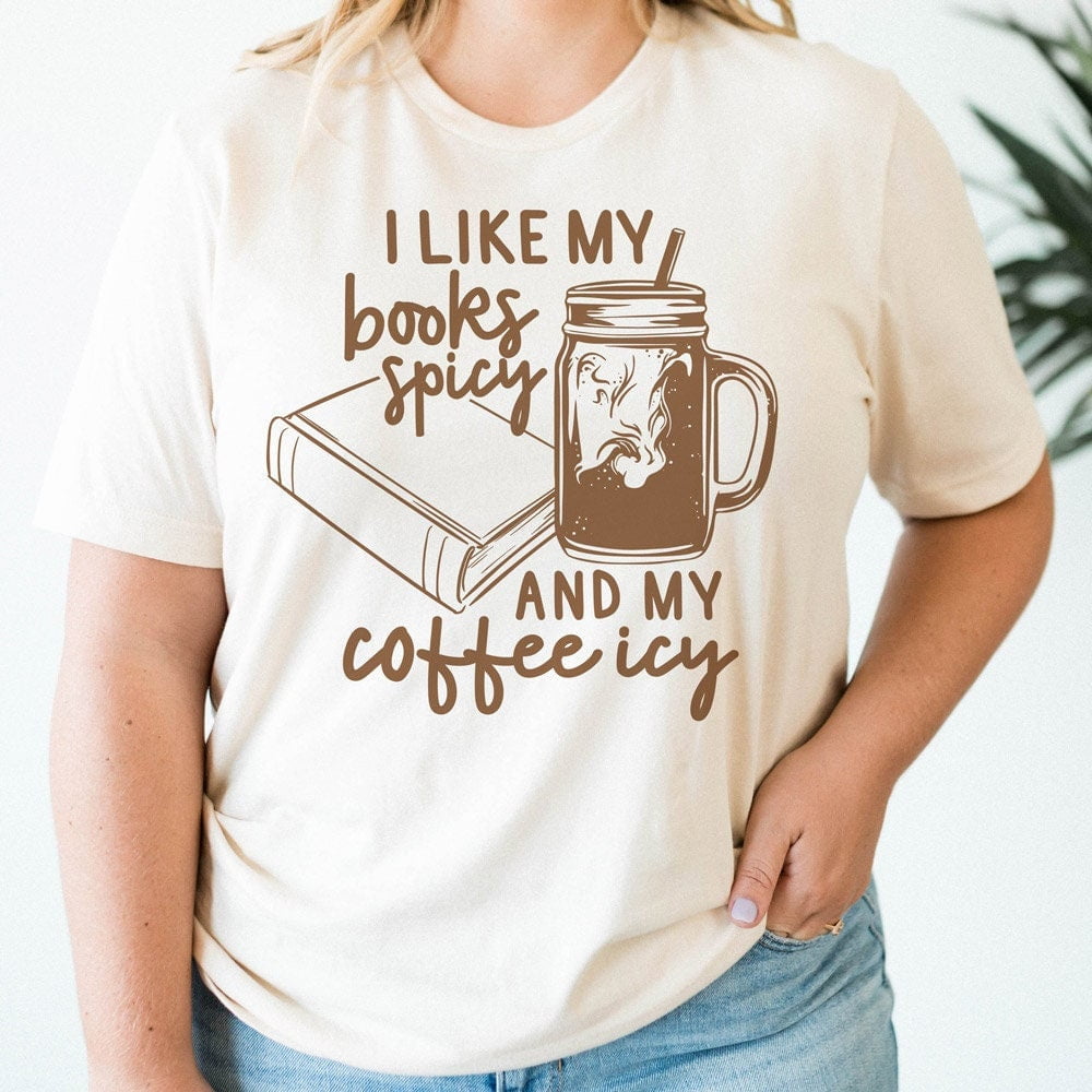 Books Spicy Coffee Icy Unisex T-Shirt, Trendy Reading Book Lover ...