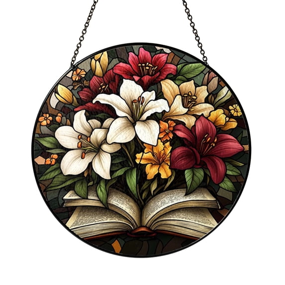 Books Stained Glass Suncatcher Window Hanging, Reading and Literature ...