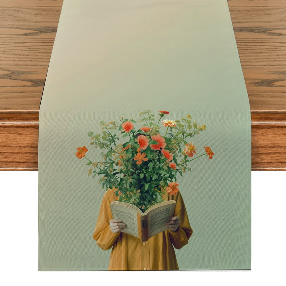 Books Table Runners for Dining Table ration & Accessories Flowers ...