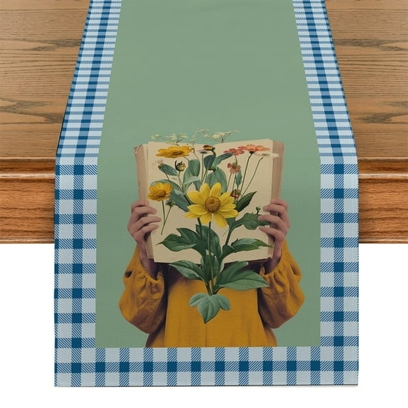 Books Table Runners for Dining Table ration & Accessories Flowers ...