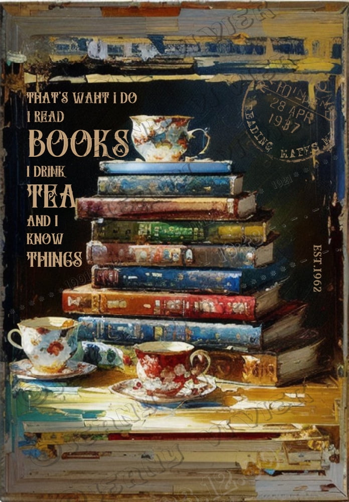 Books And Tea I Know Things Rustic Coffee Bar Sign, Love Books And Tea ...