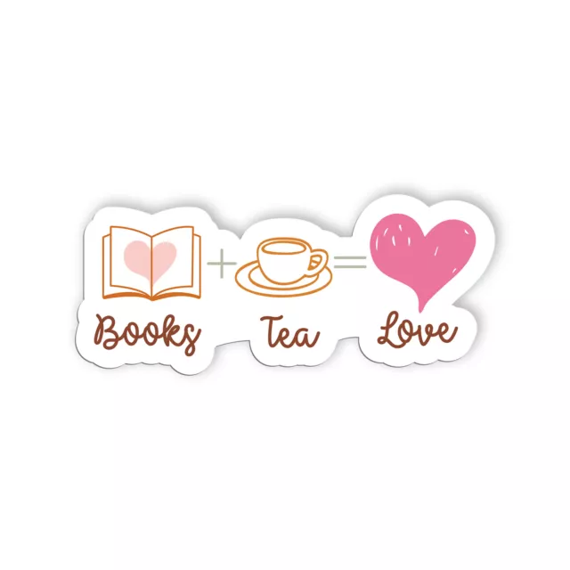Books Tea Love Sticker Book Lover Stickers Phone Decal Water Bottle ...