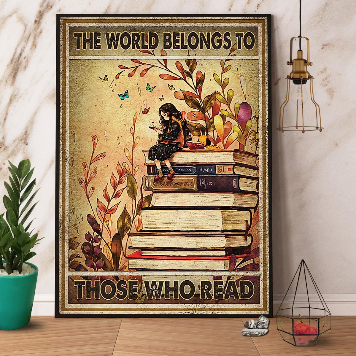 Books The World Belong To Those Who Read Girl Loved Book Paper Poster ...