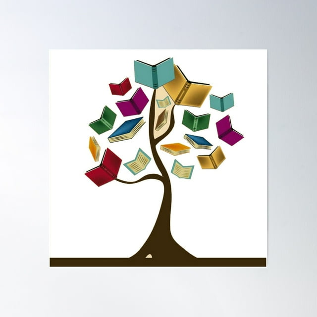 Books Tree - Educational Poster Wall Art, Modern Wall Decor For Living ...