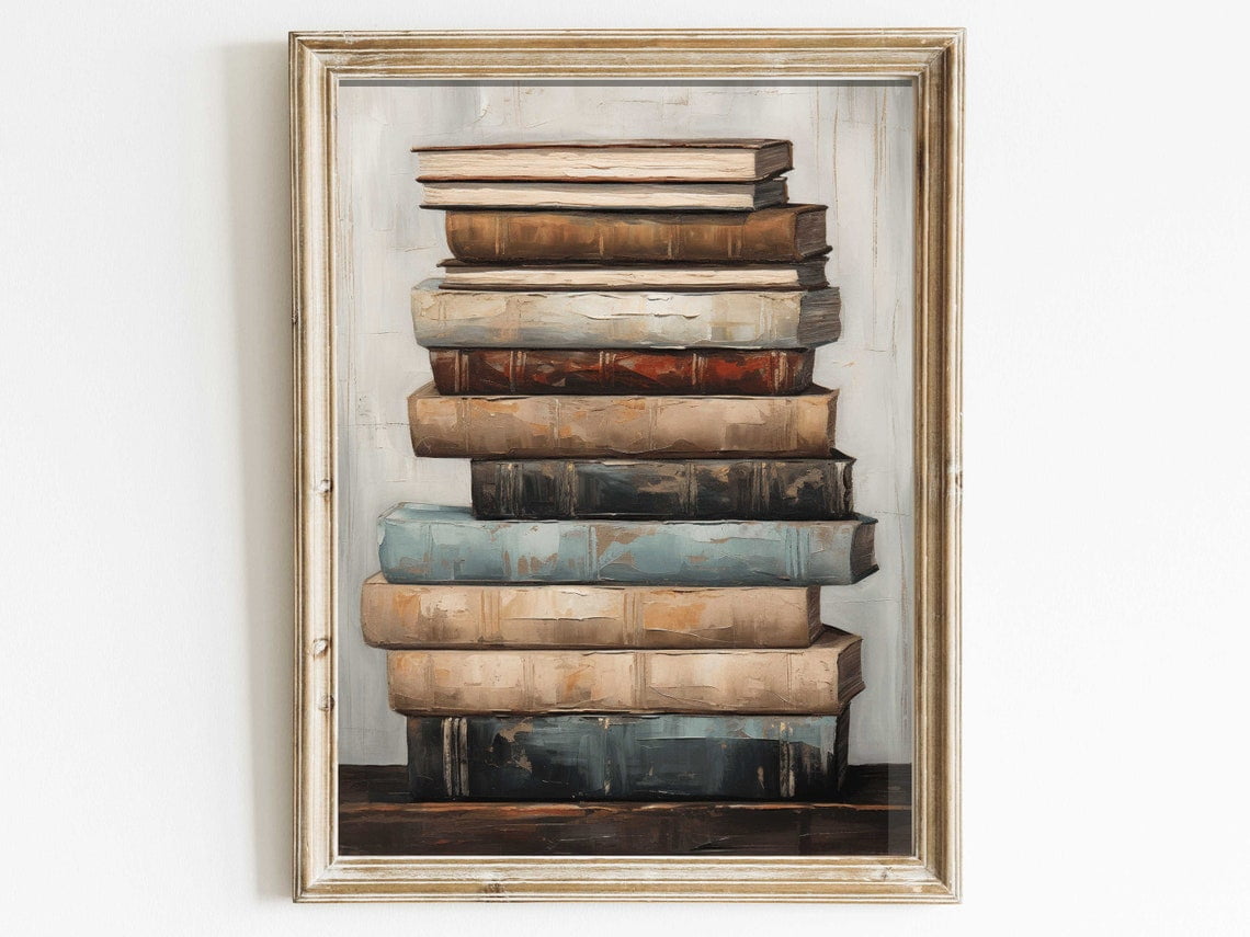 Books Wall Art, Book Lovers Art Print, Reading Book Decor, Old Books ...
