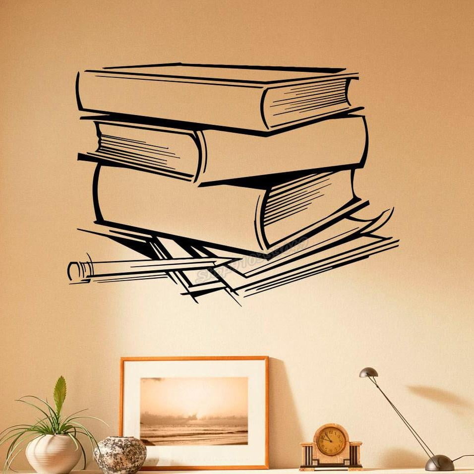 Books Wall Decal Vinyl Stickers Reading Room Library Wall Decal ...