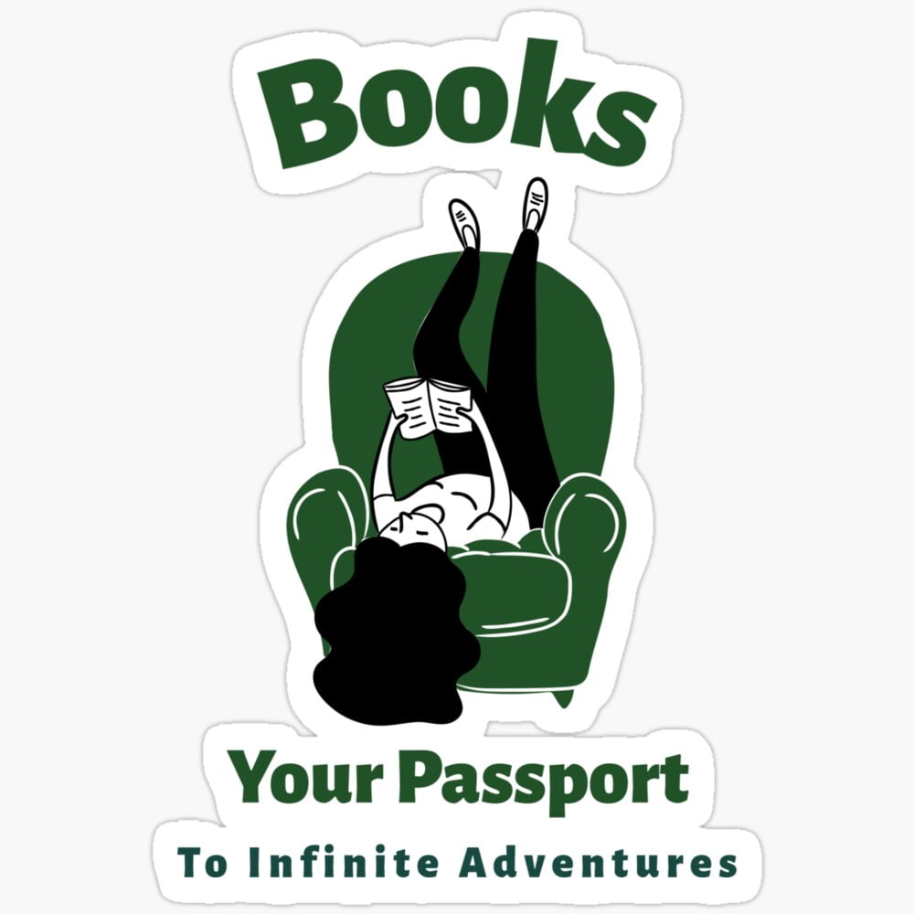 Books Your Passport To Infinite Adventures Sticker Phone Decal Water ...