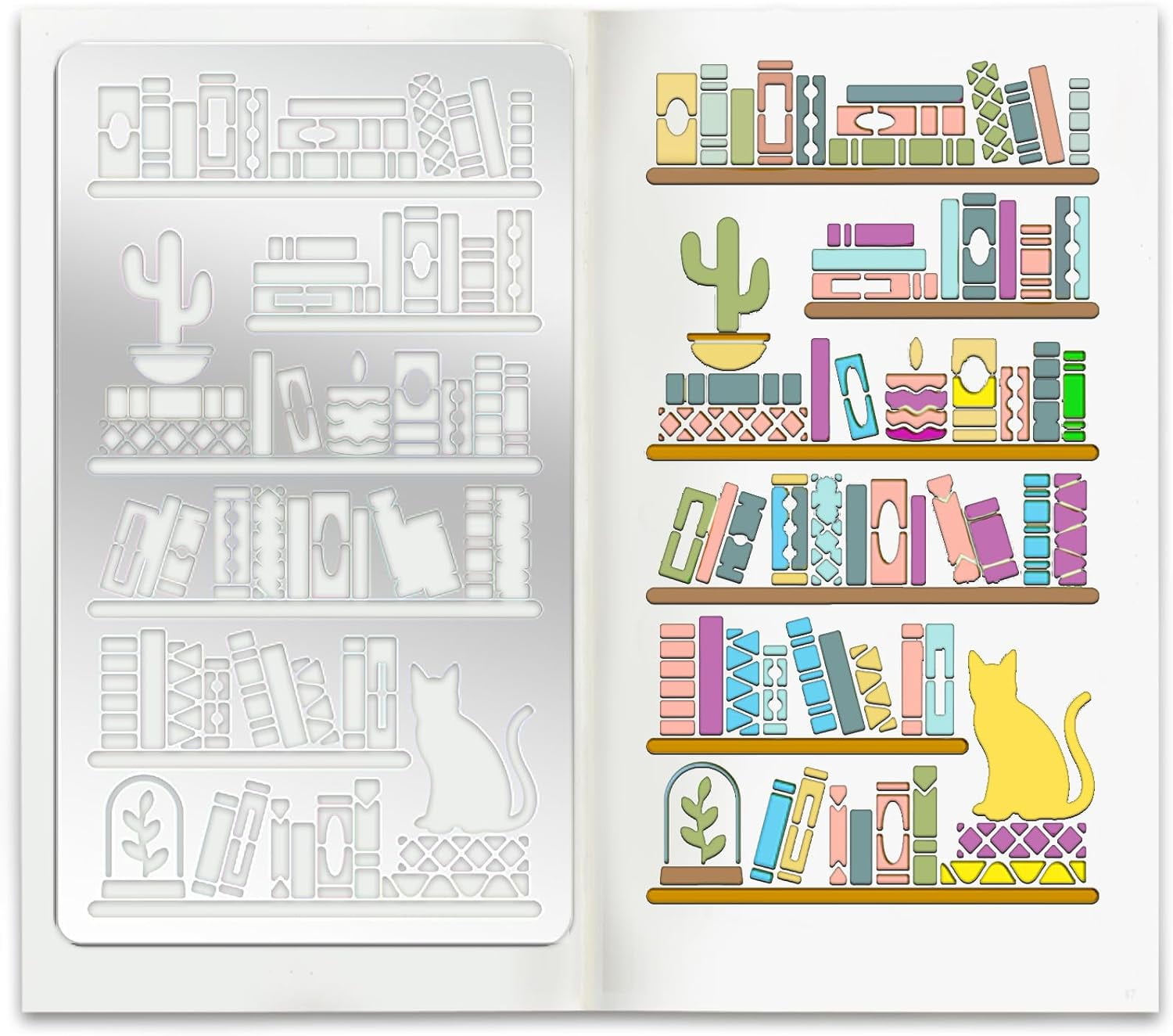 Books and Bookshelves Reusable Stainless Steel Template Metal Stencil ...